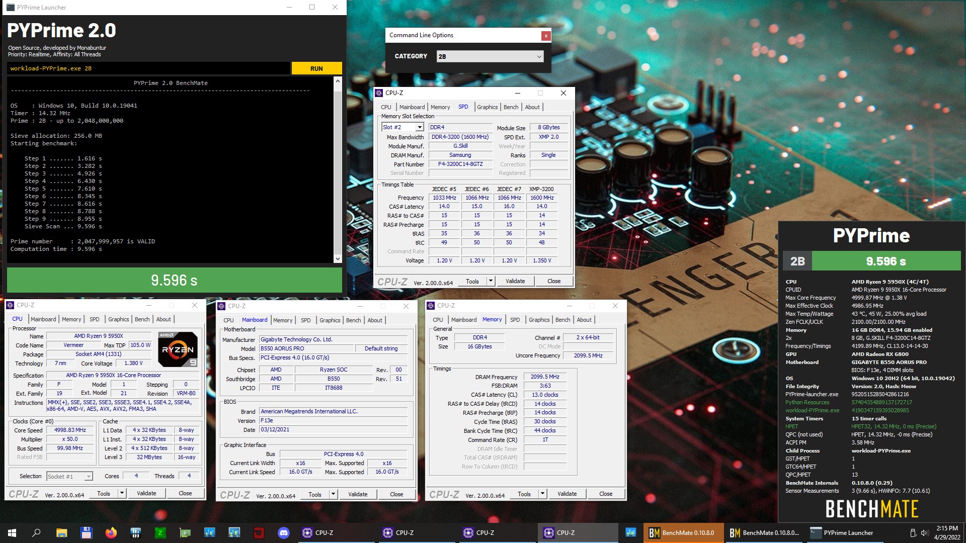 My competition winning PyPrime 2B run with RAM @ 5100C15 and 2550 fCLK ...