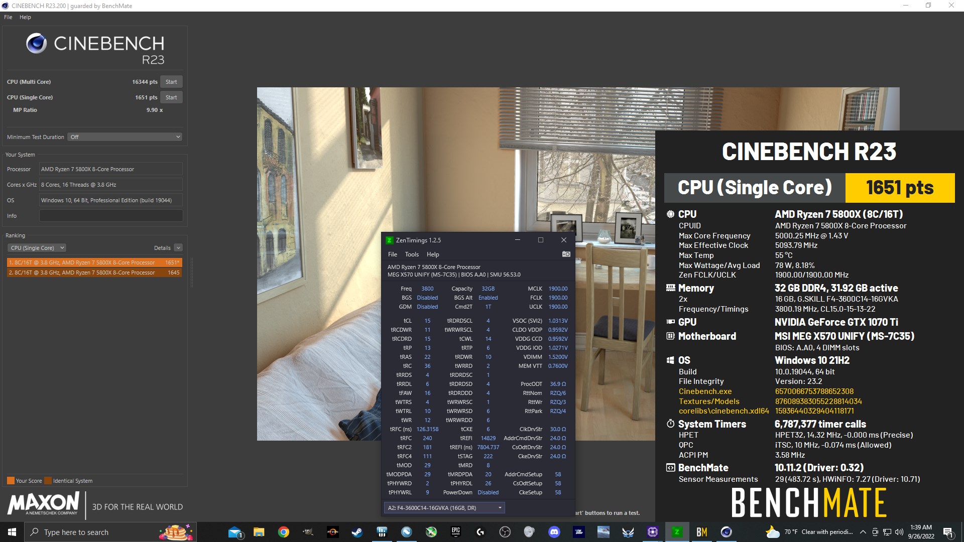 Single Core CB23 test. I start it and monitor for 5 minutes before ...